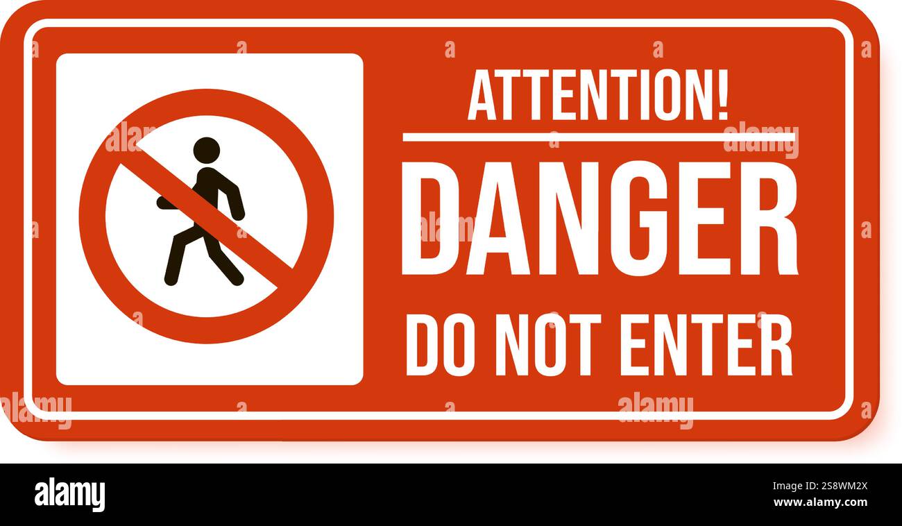 Orange rectangular sign with white borders displays a no pedestrian ...