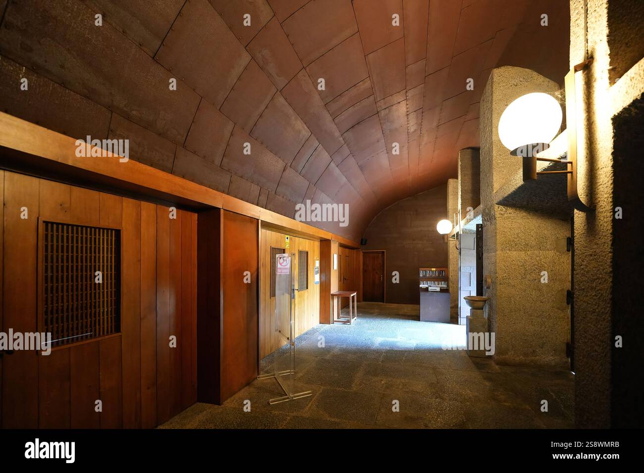 Entrance of the basilica of the Sanctuary of Arantzazu, a Franciscan ...