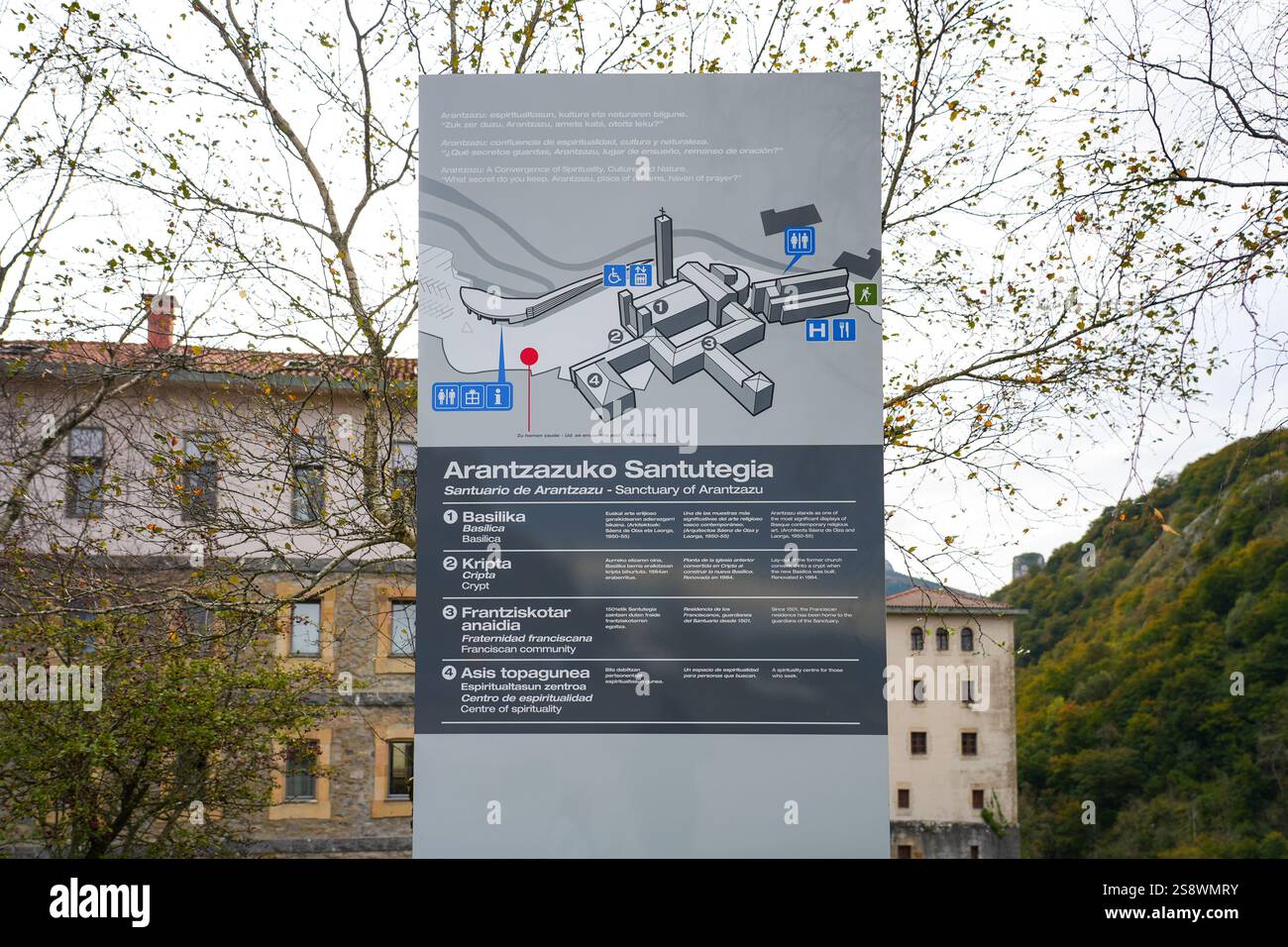 Map of the Sanctuary of Arantzazu, a Franciscan sanctuary located in ...