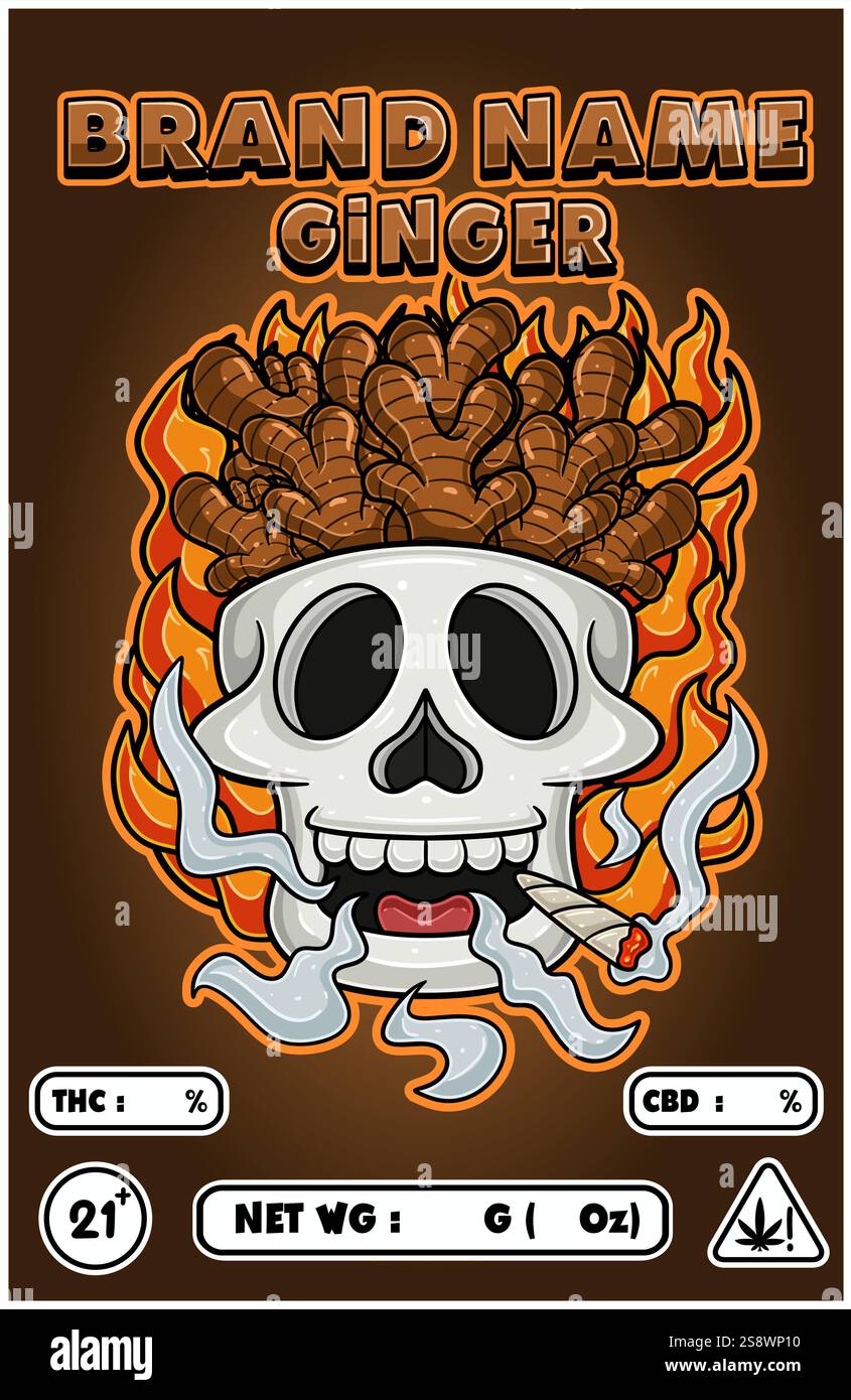 Cartoon Ginger on Skull Head Smoking And Burning Fire Backgrounds. For ...