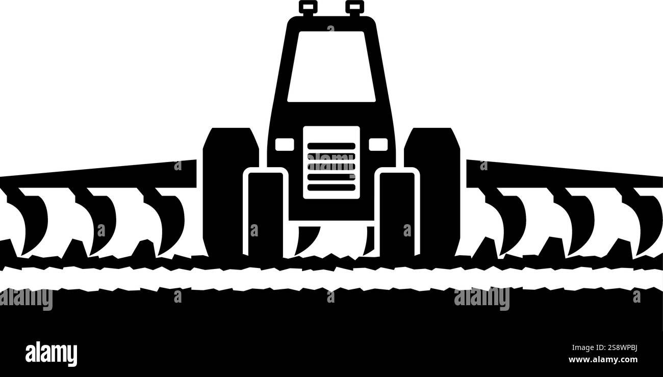 Tractor plows fields on the farm – vector illustration Stock Vector ...