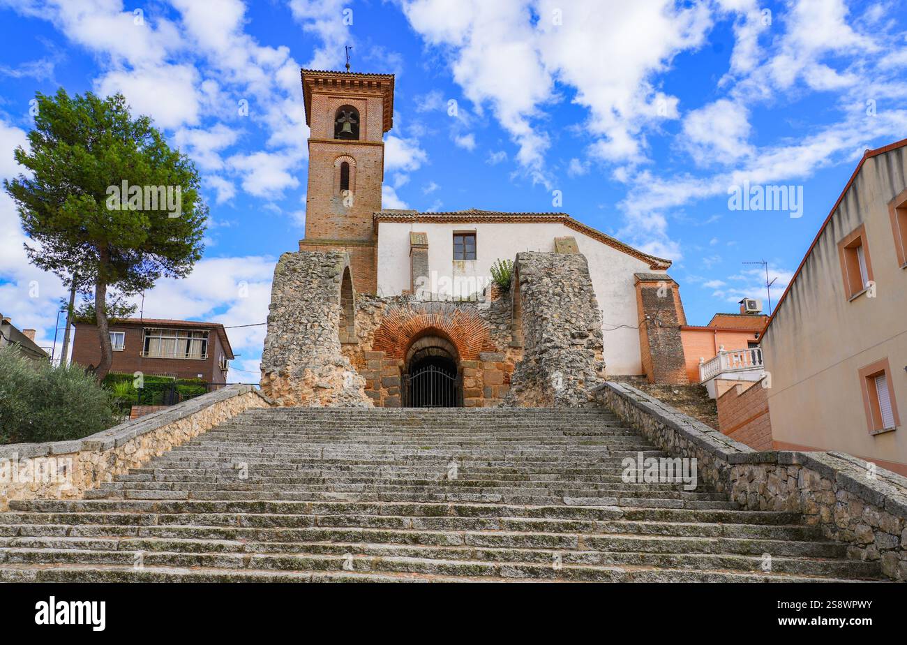 Parish church of Saint Mary of the Alcazares behind the remains of the ...