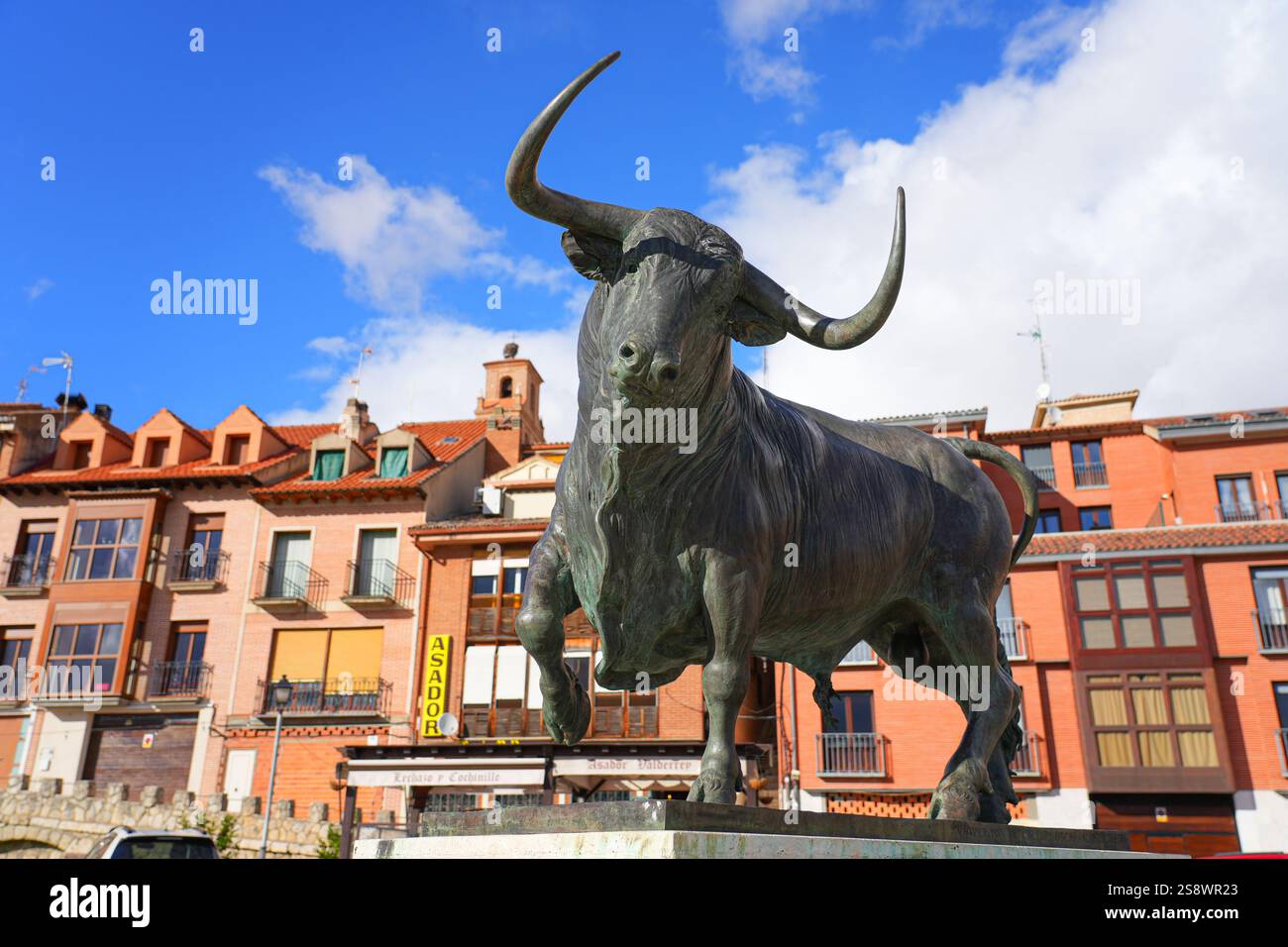 Toro of Tordesillas, a bronze statue of a bull by Oscar Alvariño ...