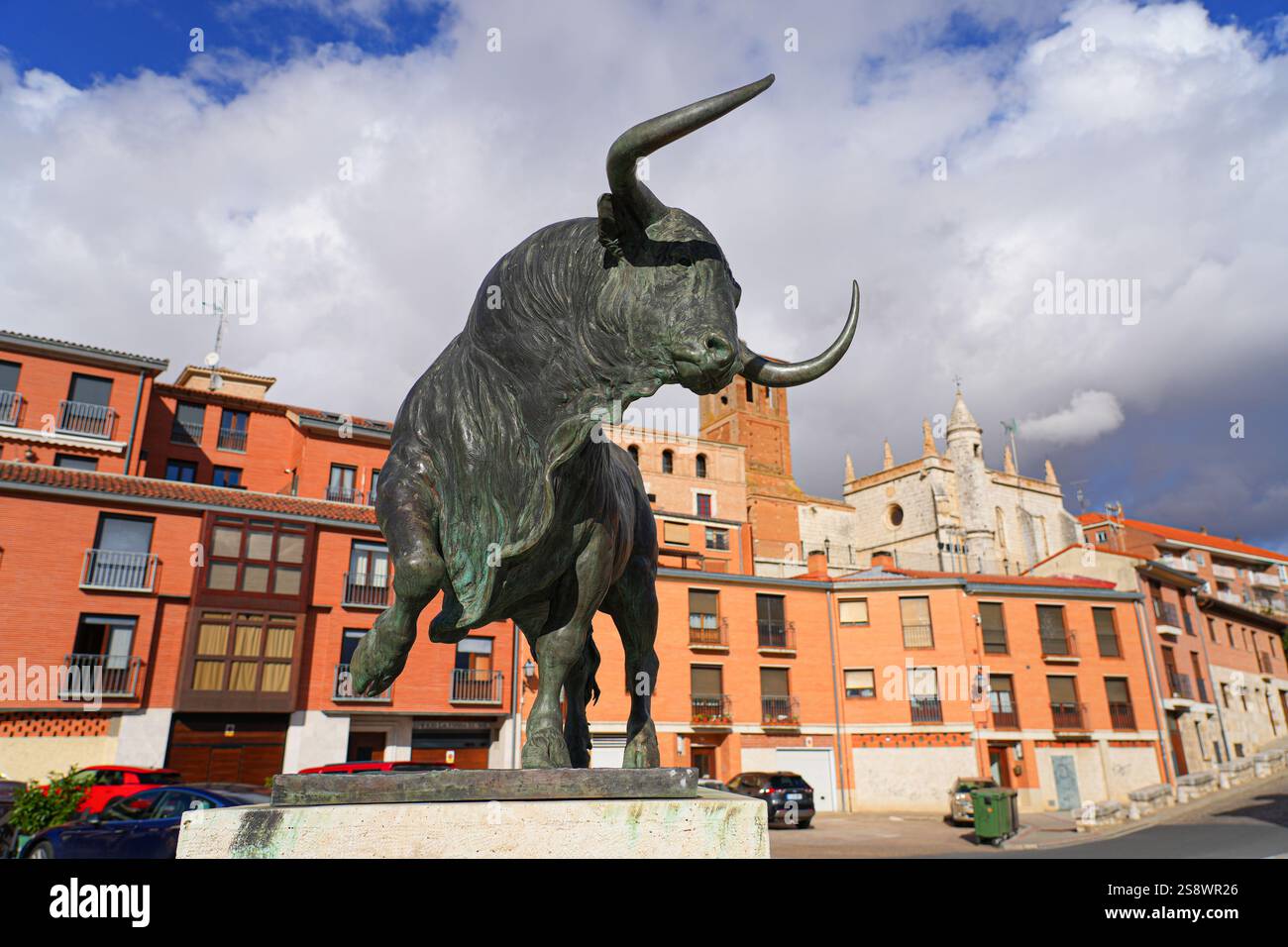 Toro of Tordesillas, a bronze statue of a bull by Oscar Alvariño ...