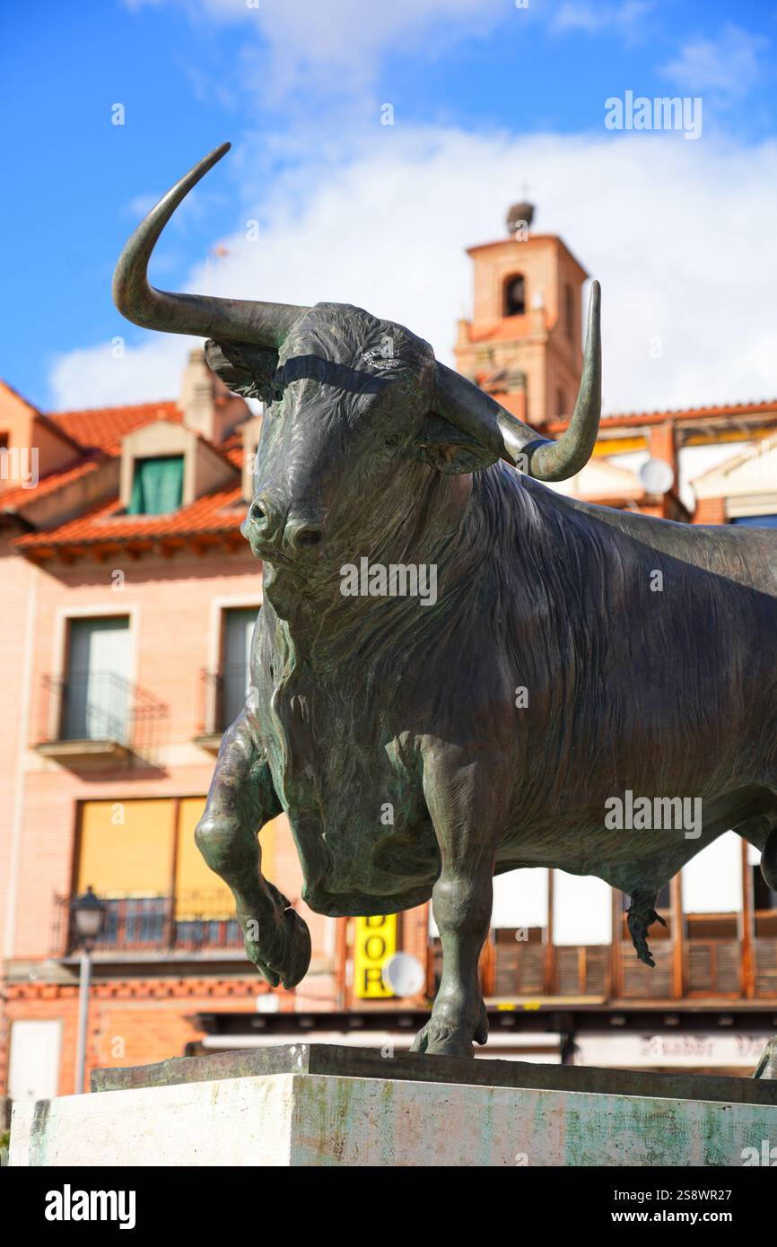 Toro of Tordesillas, a bronze statue of a bull by Oscar Alvariño ...