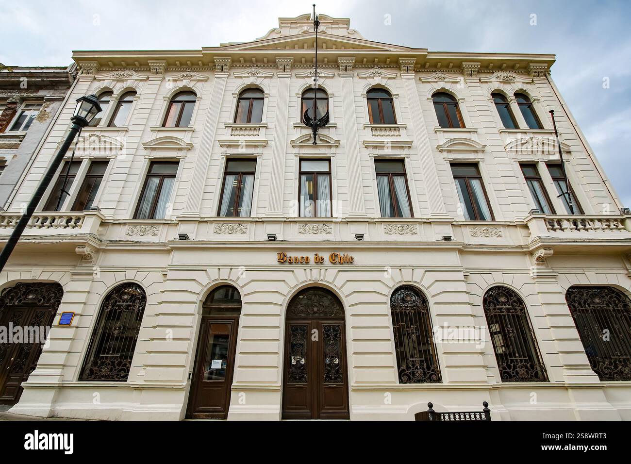 Facade of the Banco de Chile (Bank of Chile) in Punta Arenas, the ...