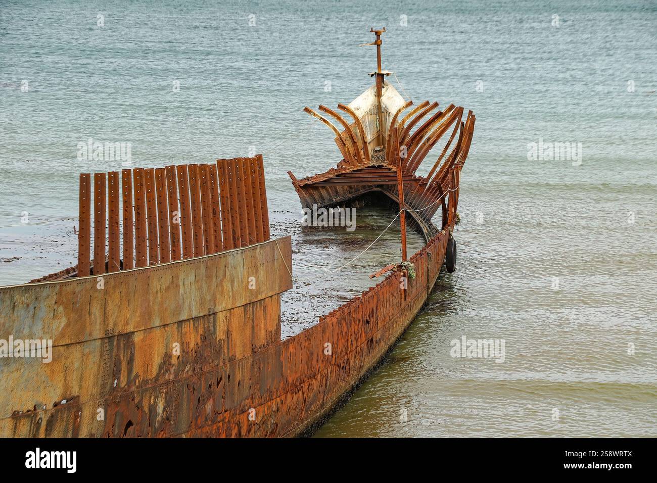 Beached shipwreck of the Lord Lonsdale on the coast of the Strait of ...