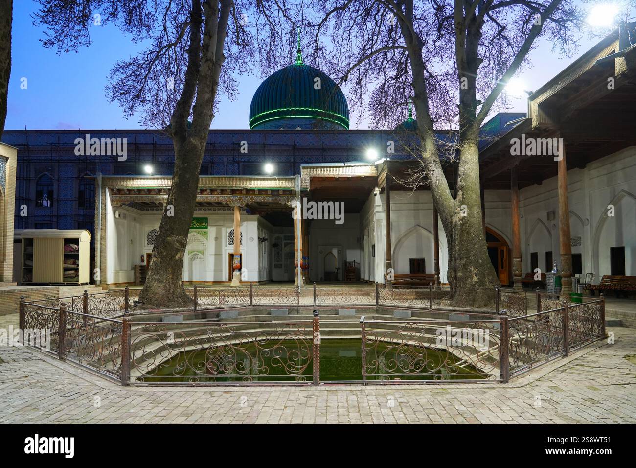 Pond and natural spring in the courtyard of the Abdidarun Complex with ...