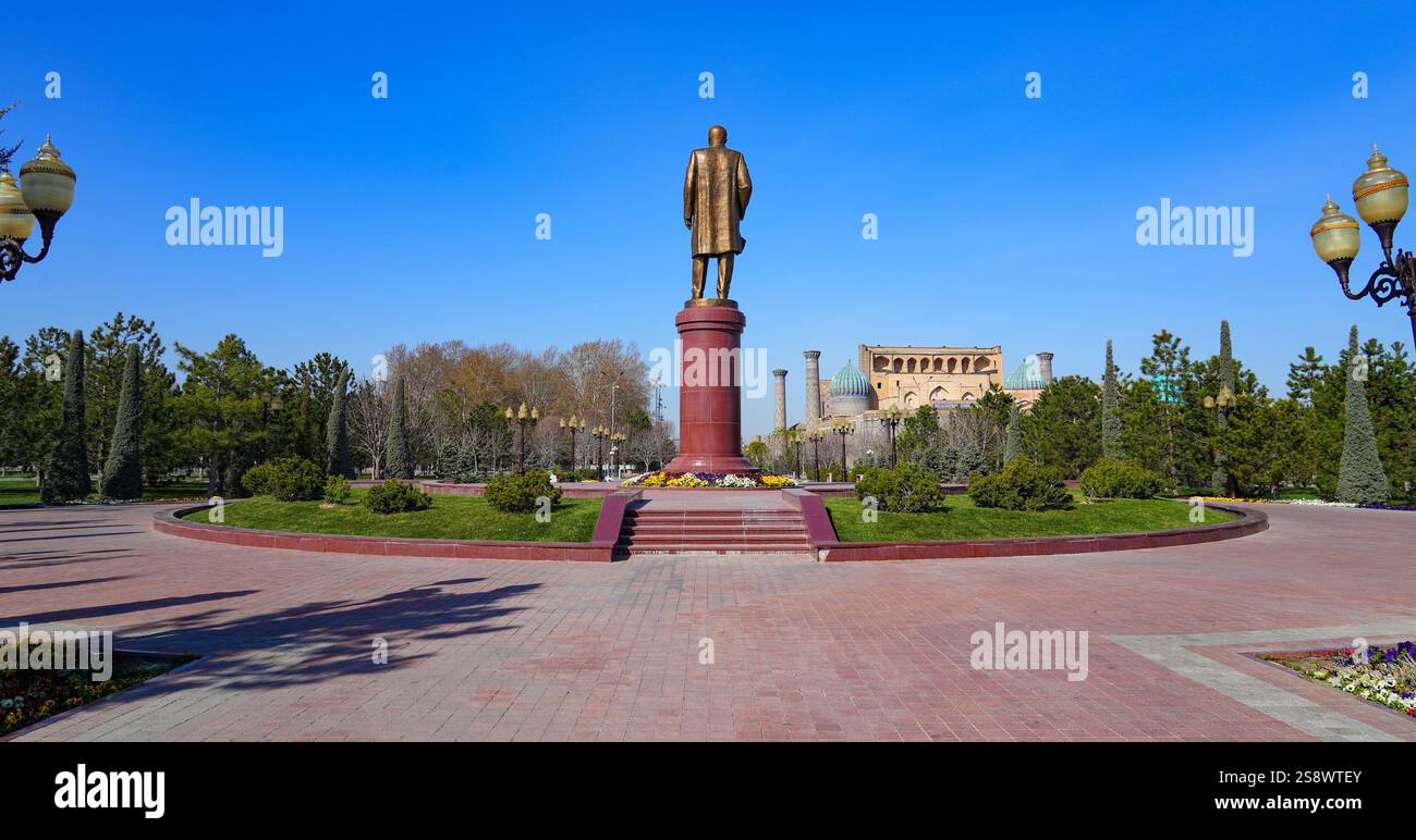 Statue of Islam Karimov, the former president of the Uzbek Soviet ...
