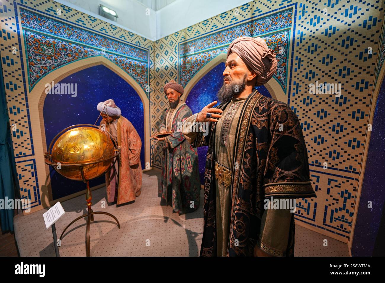 Wax statues of Persian astronomers in the Ulugh Beg Madrasah on the ...