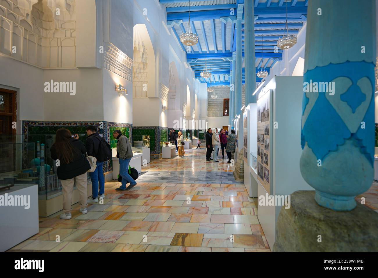 Exhibition hall in the Ulugh Beg Madrasah on the Registan Square in ...
