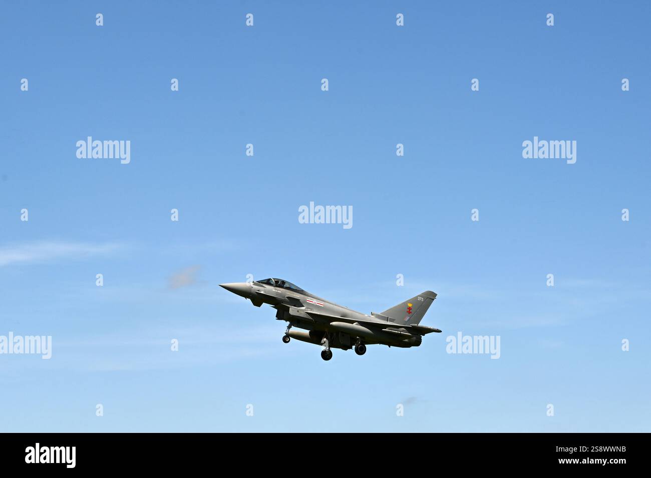 Low flying Eurofighter Typhoon supersonic military jet fighter aircraft ...