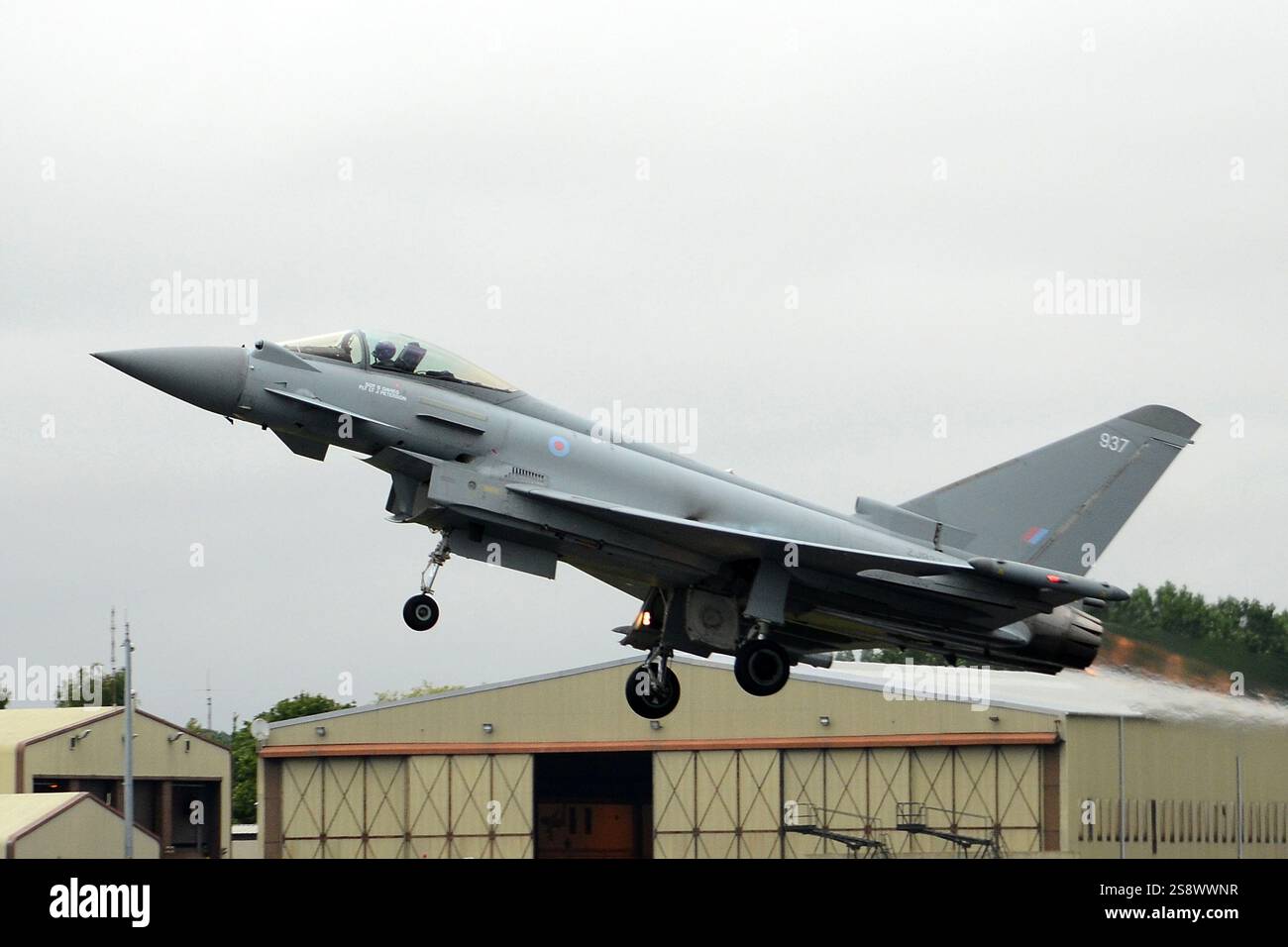 Low flying Eurofighter Typhoon supersonic military jet fighter aircraft ...