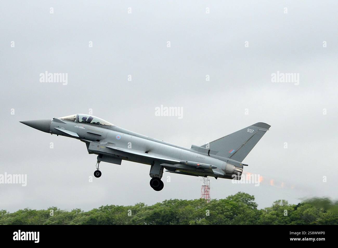 Low flying Eurofighter Typhoon supersonic military jet fighter aircraft ...