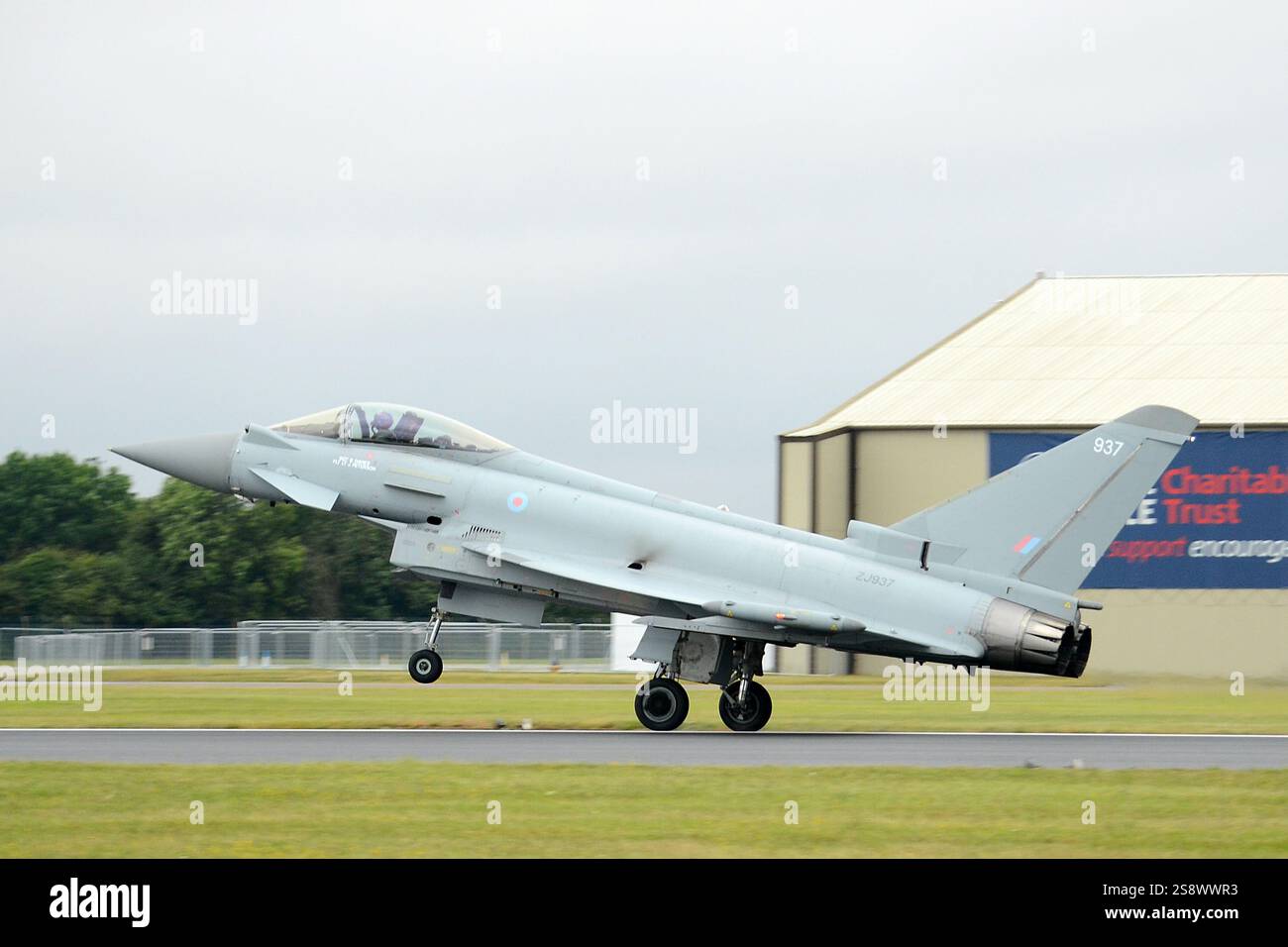 NATO fighter jet, Eurofighter Typhoon landing at RAF Coningsby ...