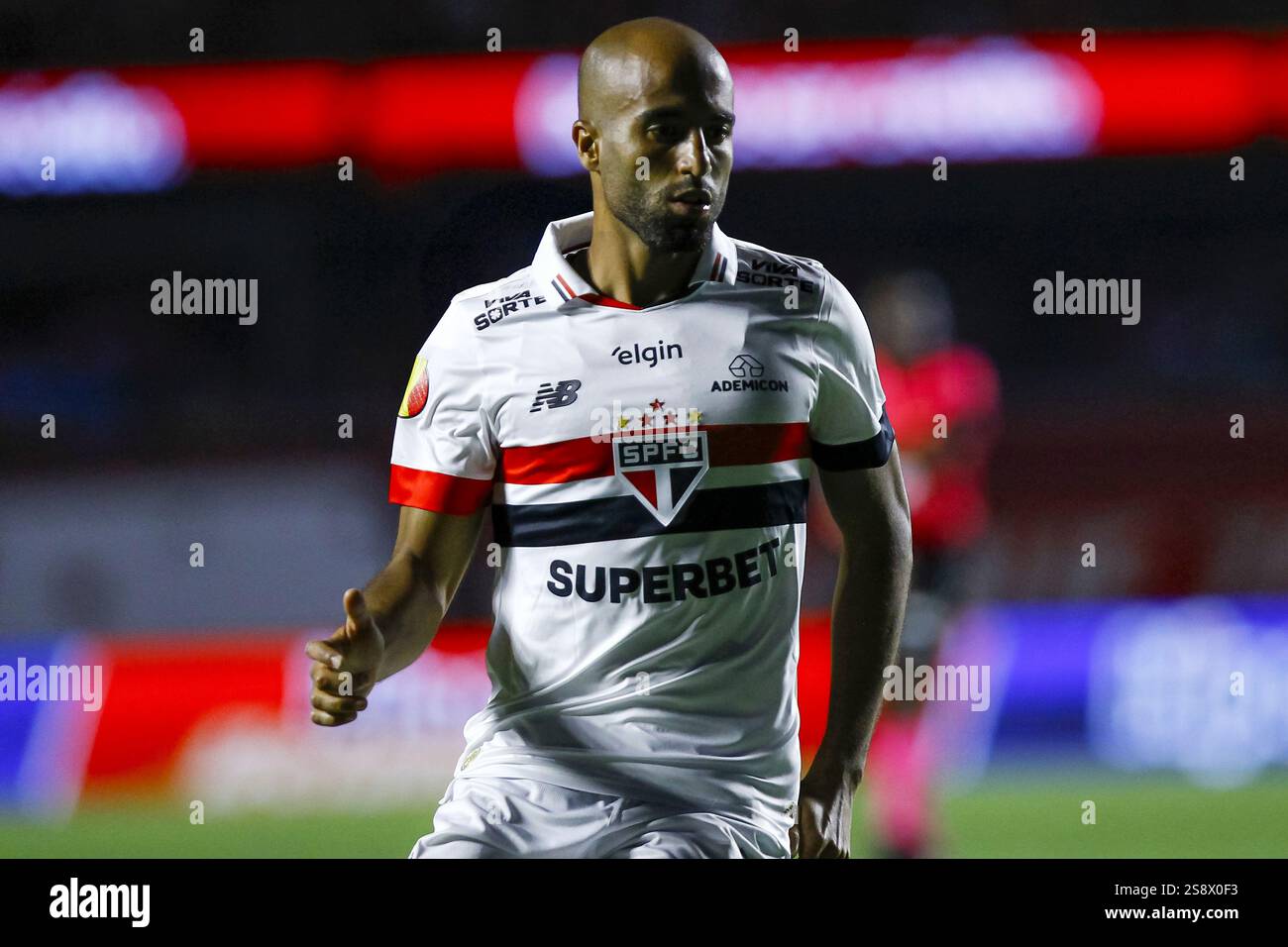 Lucas Moura, player of Sao Paulo during the match against Guarani at ...