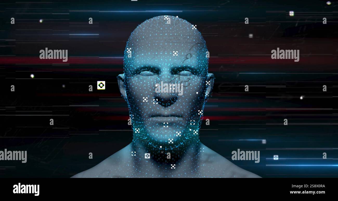 Image of digital human over shapes and light trails Stock Photo - Alamy