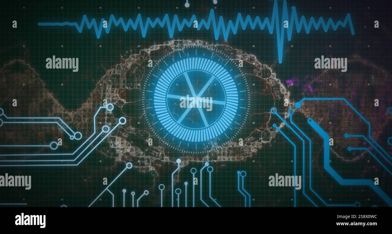 Image of digital data processing over dna strand and computer circuit ...