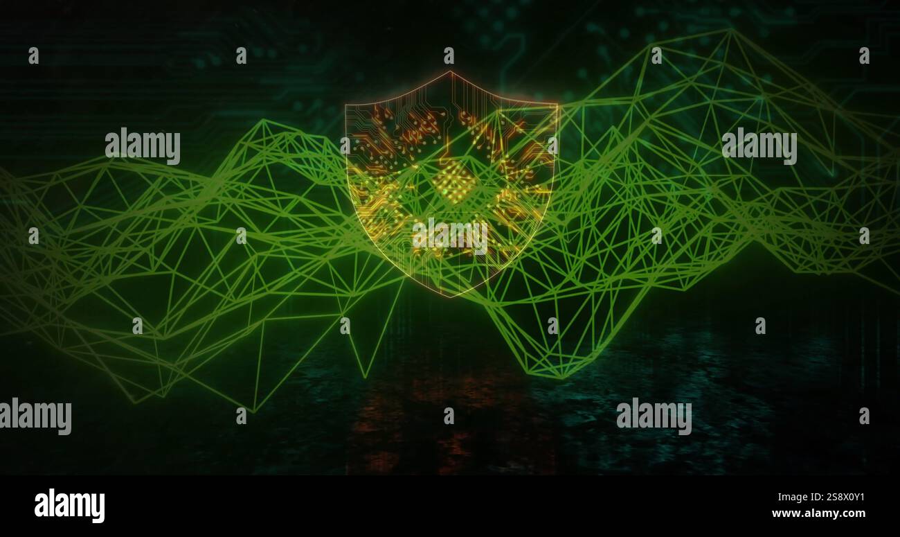 Data processing over security shield hi-res stock photography and ...