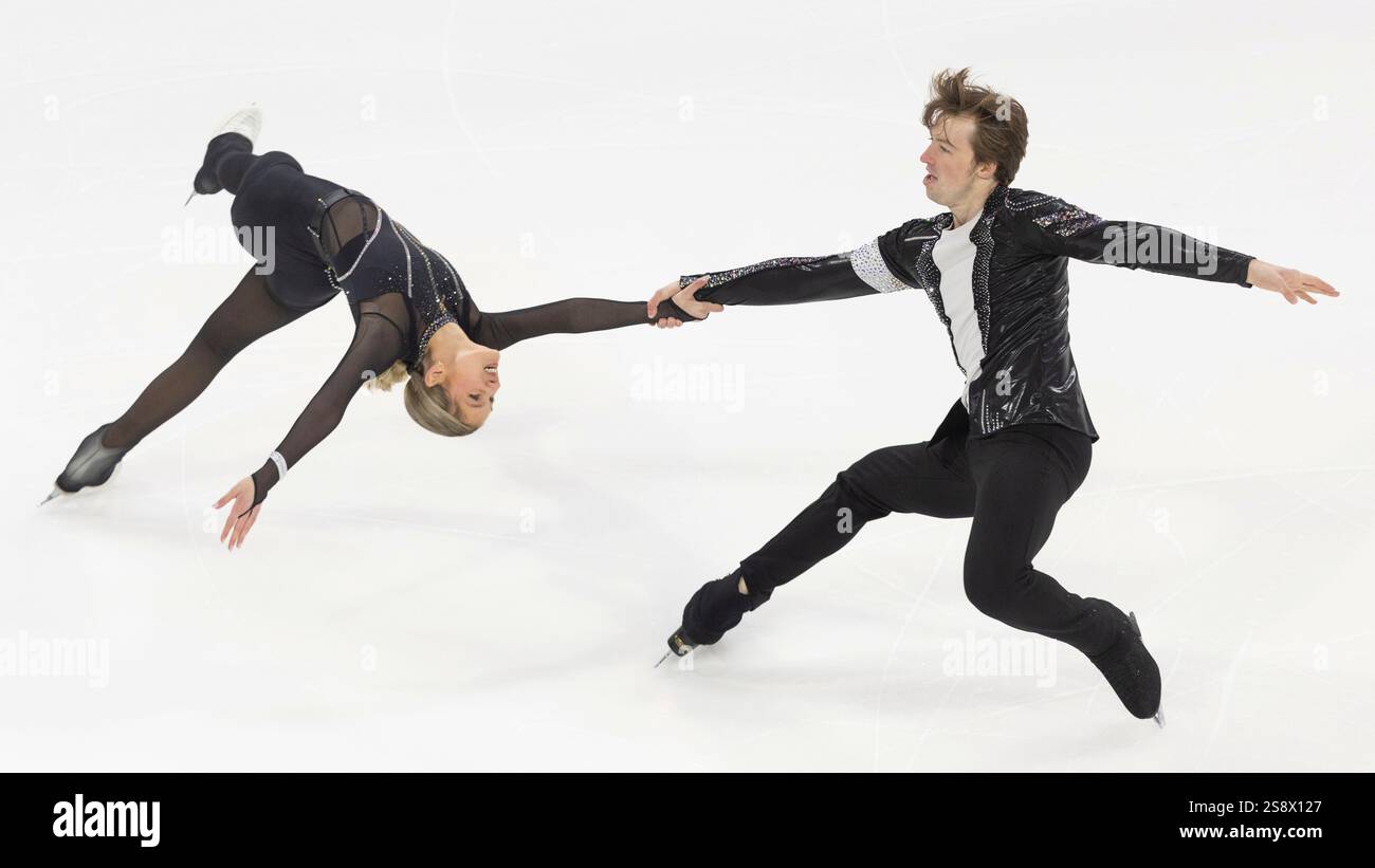 Ellie Korytek, left, and Timmy Chapman, right, perform during the pairs ...