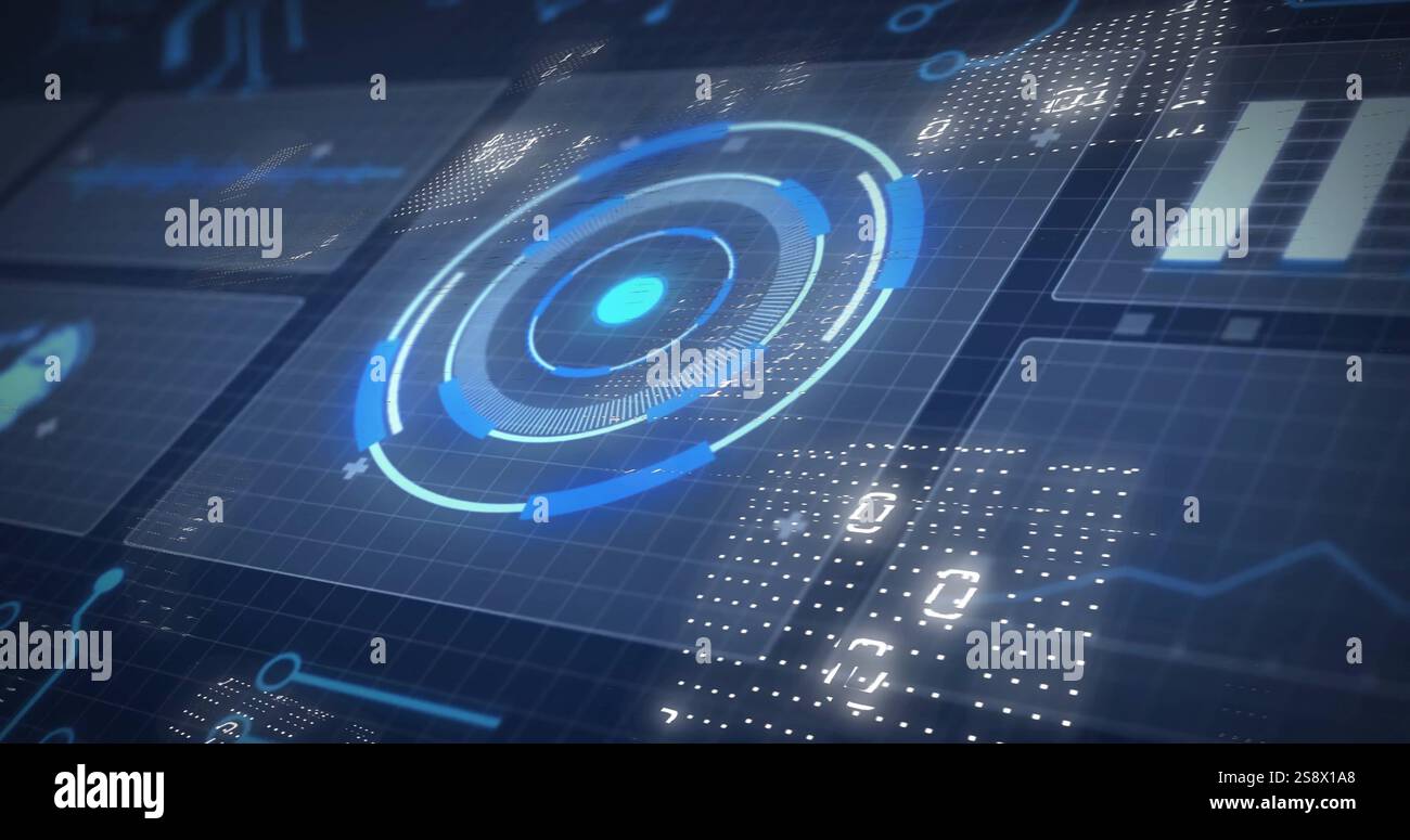 Digital data and binary code processing image over futuristic interface Stock Photo - Alamy