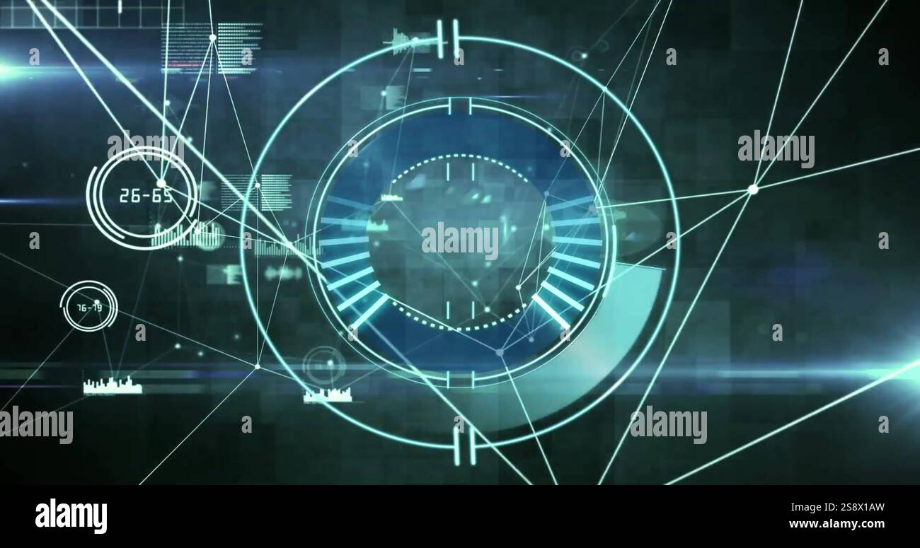 Image of scope, data processing and networks of connections Stock Photo ...
