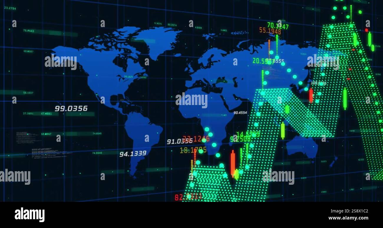 Image of networks and digital data processing over world map Stock Photo - Alamy