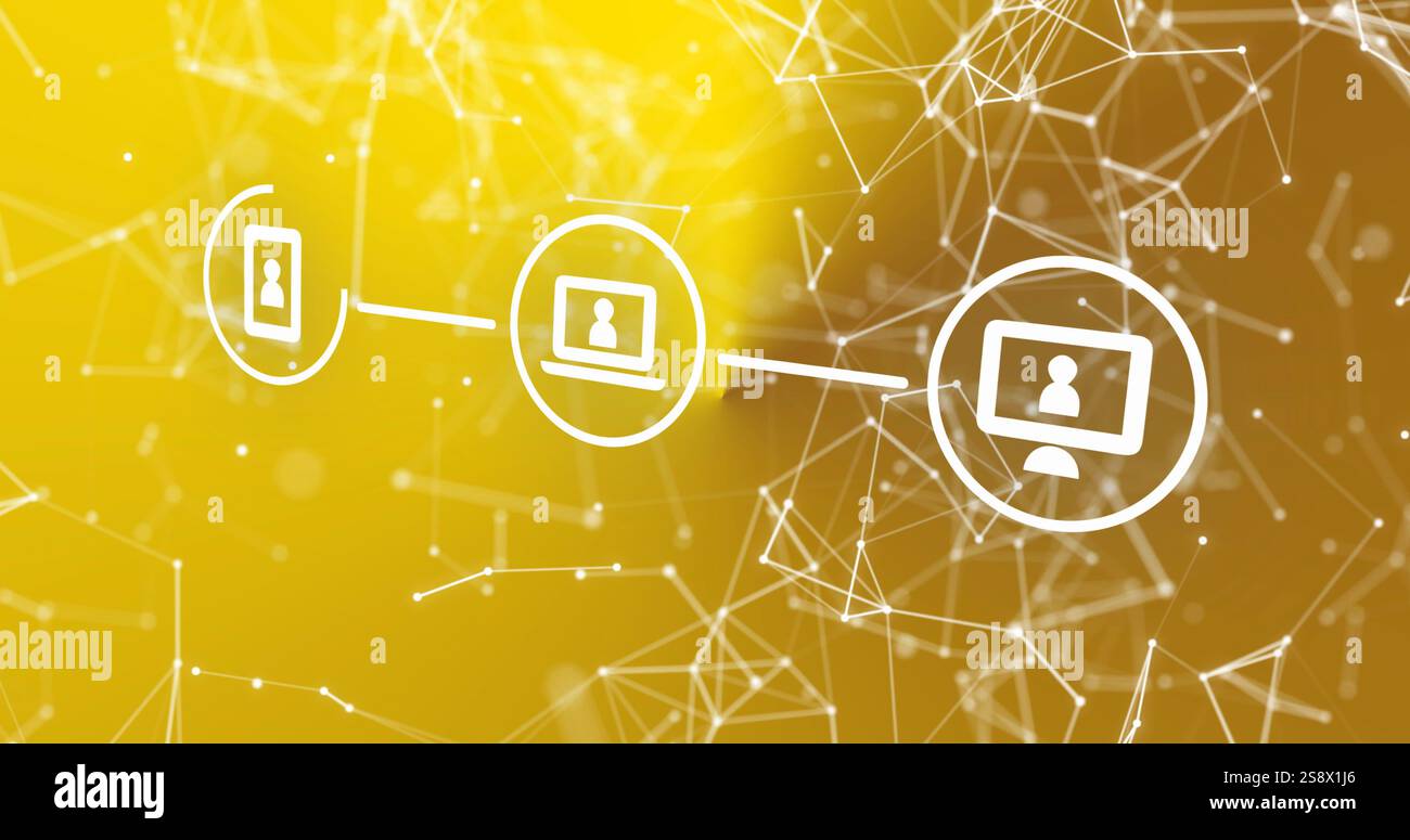 Image of network of connections with digital icons Stock Photo - Alamy
