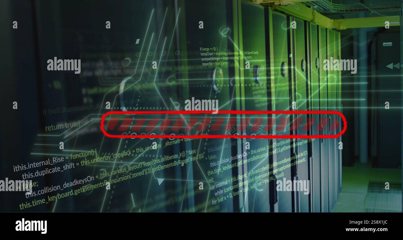 Image Of Data Loading Bar And Data Processing Over Computer Servers 0509