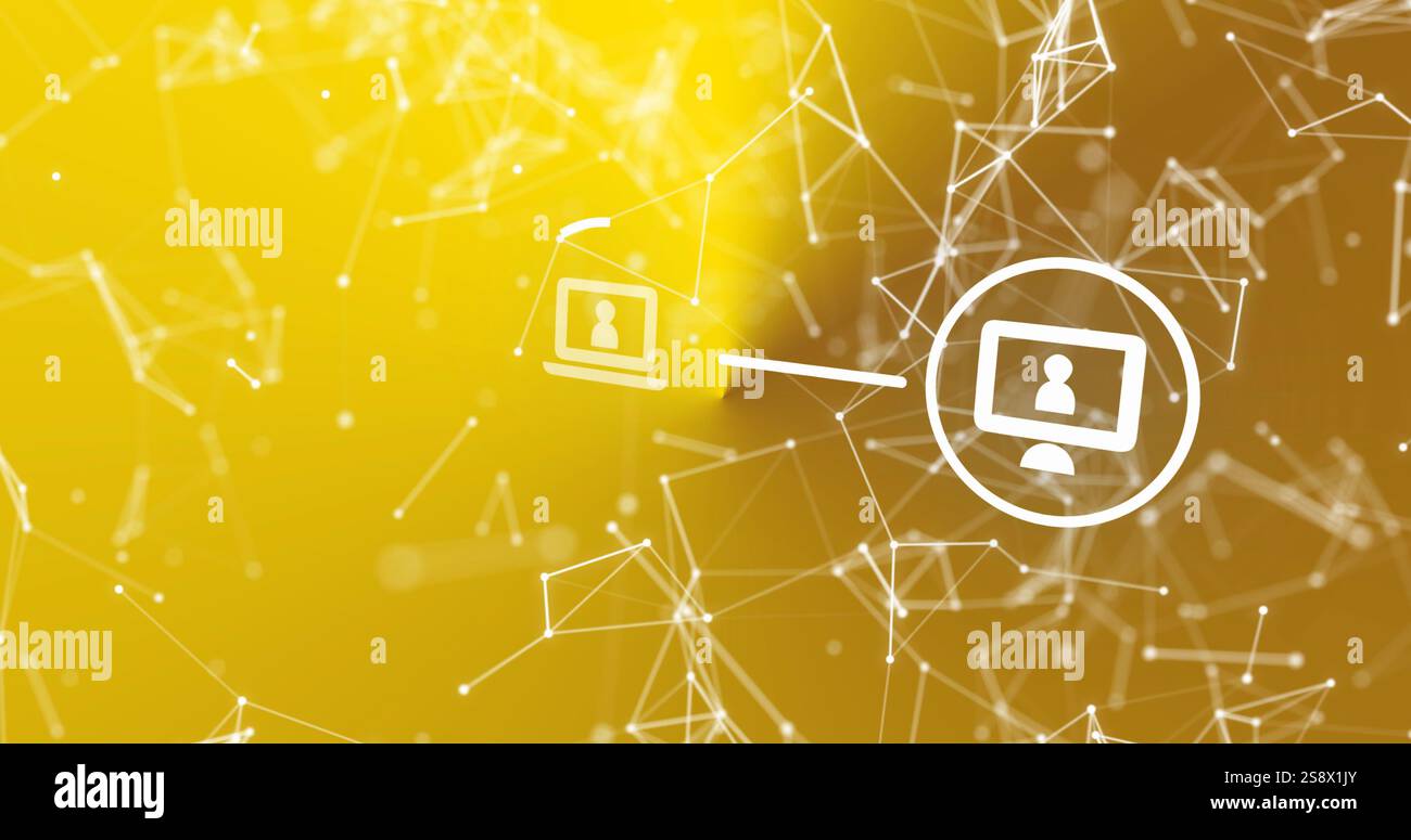 Image of network of connections with digital icons Stock Photo - Alamy