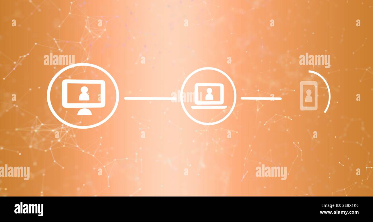 Image of network of connections with digital icons Stock Photo - Alamy
