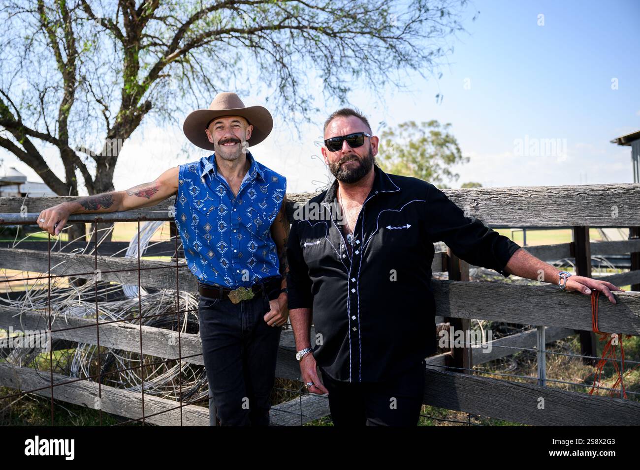 Musicians Nick Wolfe (left), and Tom Wolfe from The Wolfe Brothers pose ...