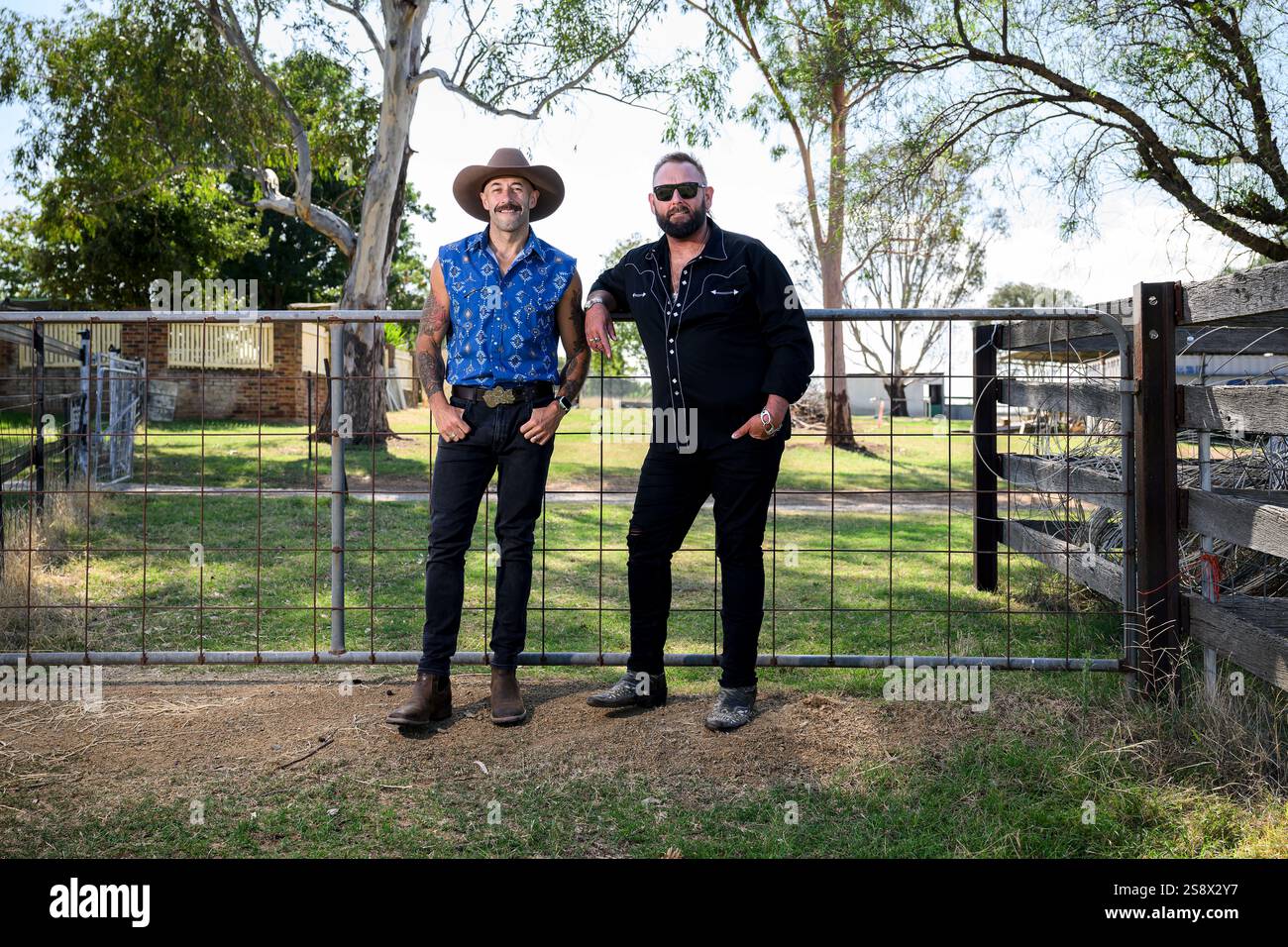 Musicians Nick Wolfe (left), and Tom Wolfe from The Wolfe Brothers pose ...