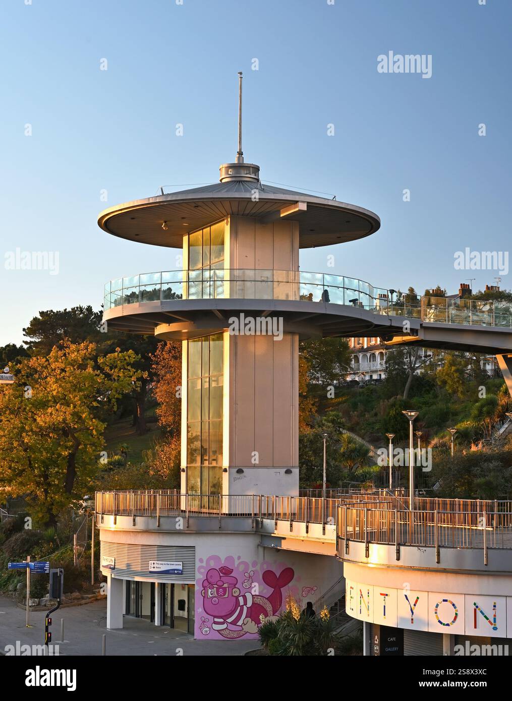 Twin lift tower at Southend on Sea gives access to the seafront and ...