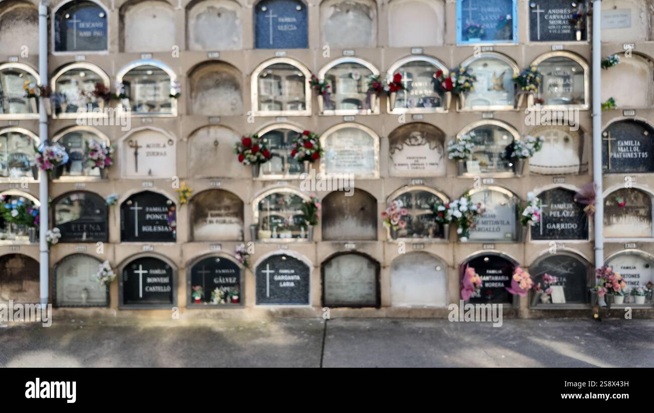 Inside Cementiri del Poblenou with artfully sculpted tombs Stock Photo ...