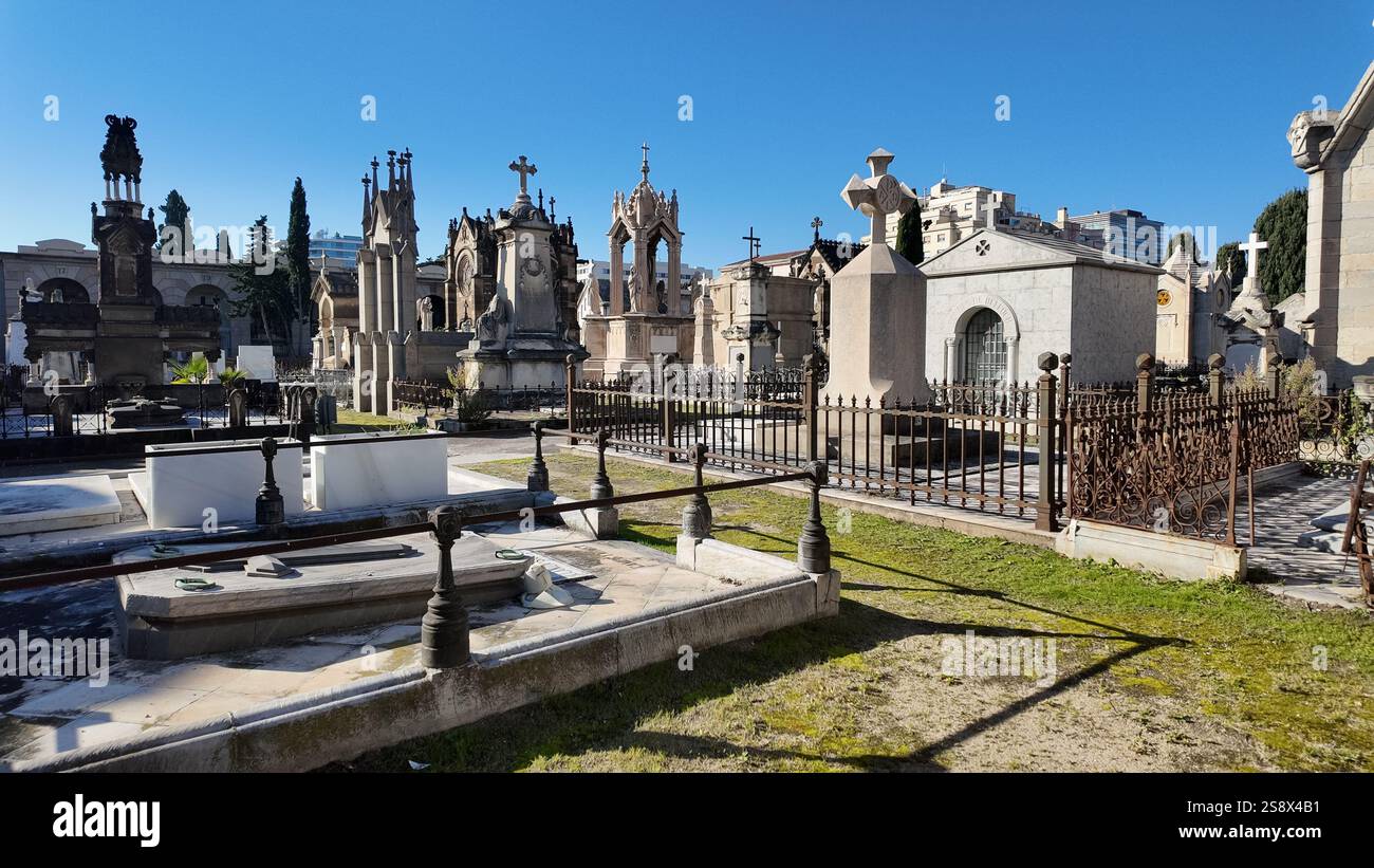 Inside Cementiri del Poblenou with artfully sculpted tombs Stock Photo ...