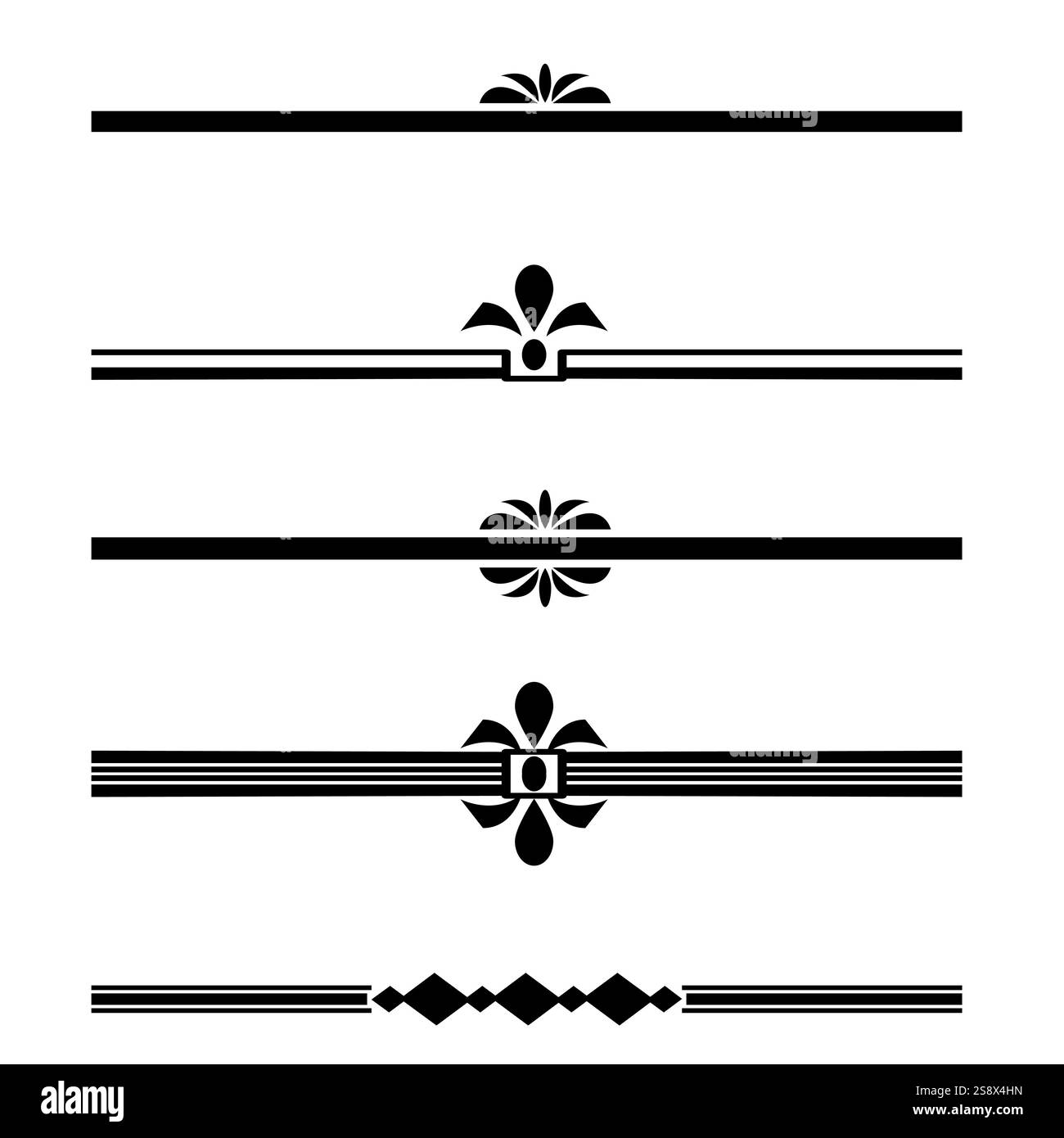 Ornamental divider set. Classic black separators. Decorative floral ...