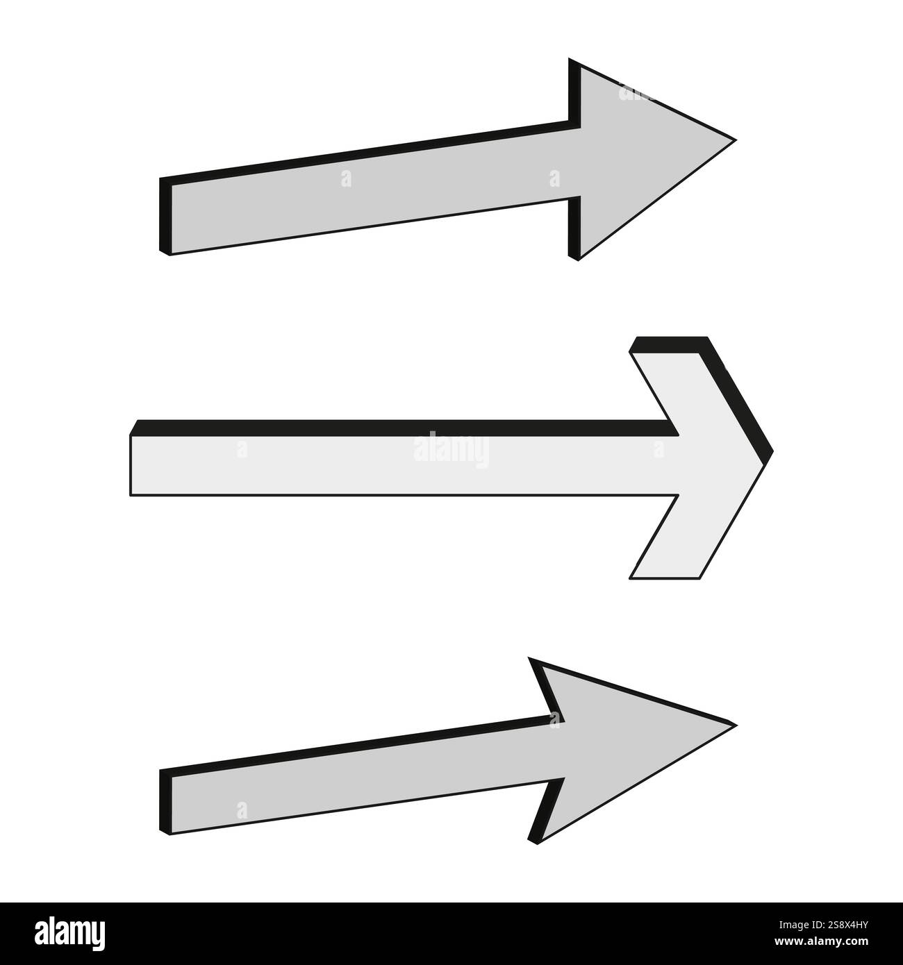 Arrow direction icon. Navigation pointer shapes. Bold black outlines. Minimalist vector elements ...