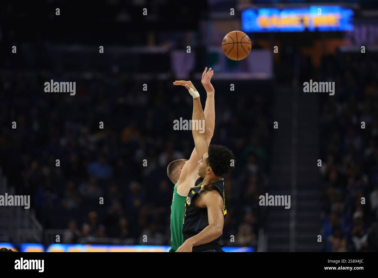 during the first half of an NBA basketball game in San Francisco ...