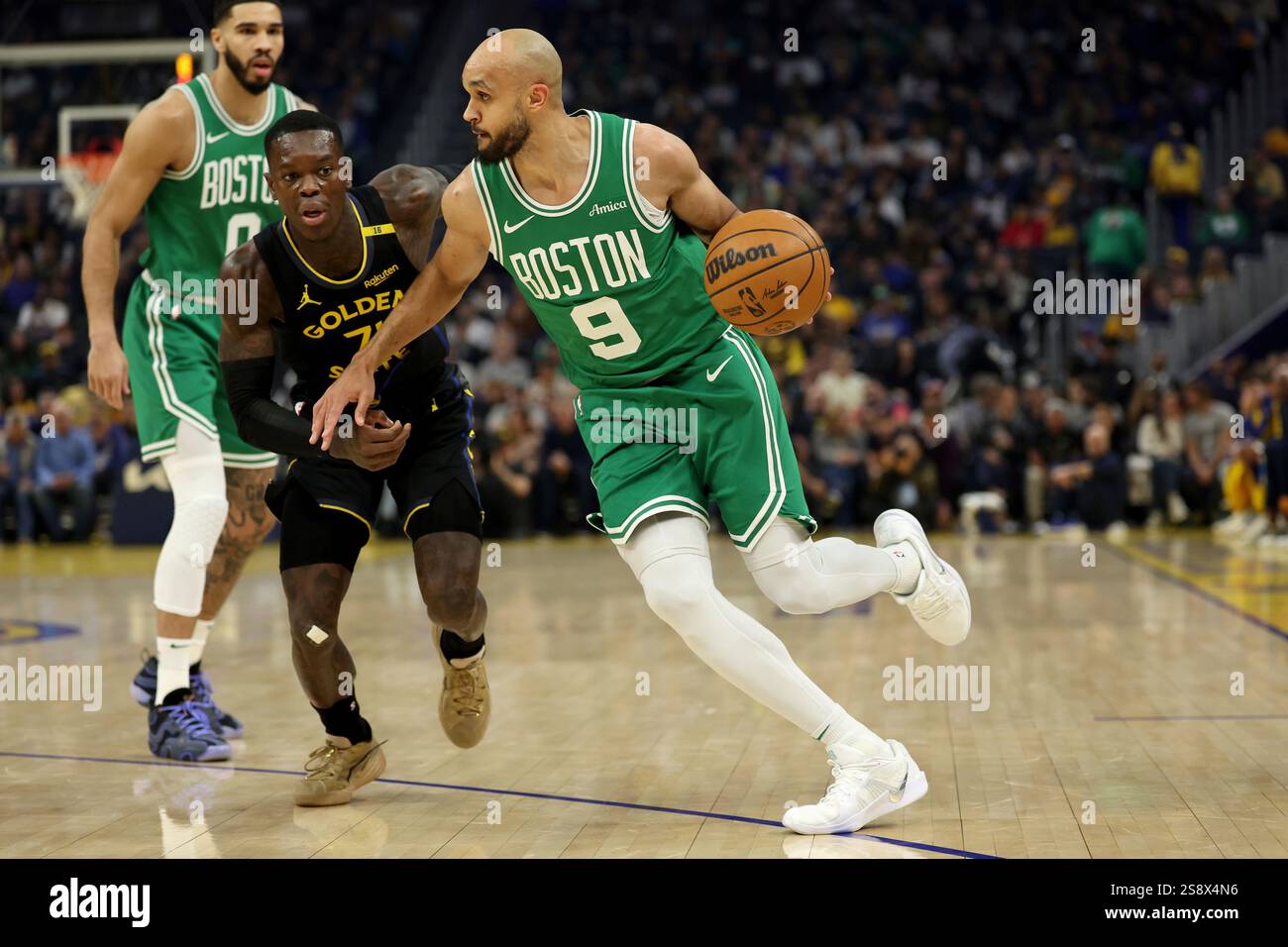during the first half of an NBA basketball game in San Francisco ...