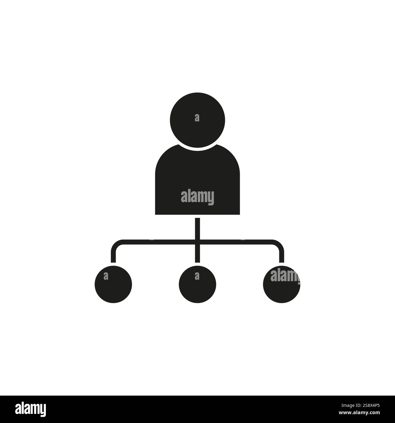 Hierarchy icon. Person with connections. Social network symbol. Flat ...