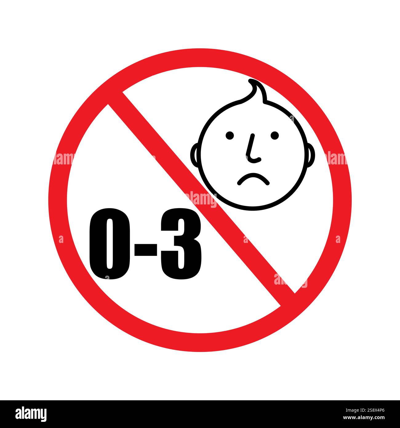 Prohibited baby icon. Zero to three symbol. Warning restriction sign ...