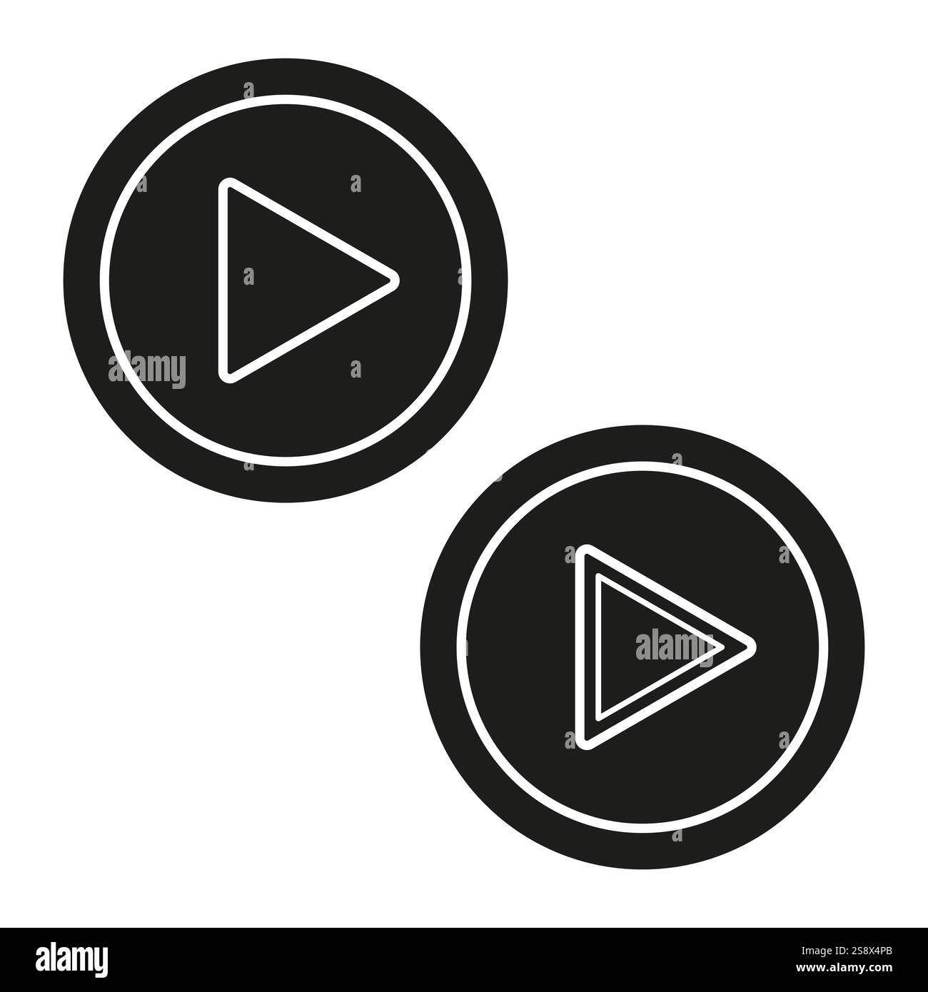 Play button symbols. Minimal vector media shapes. Black circle icons ...