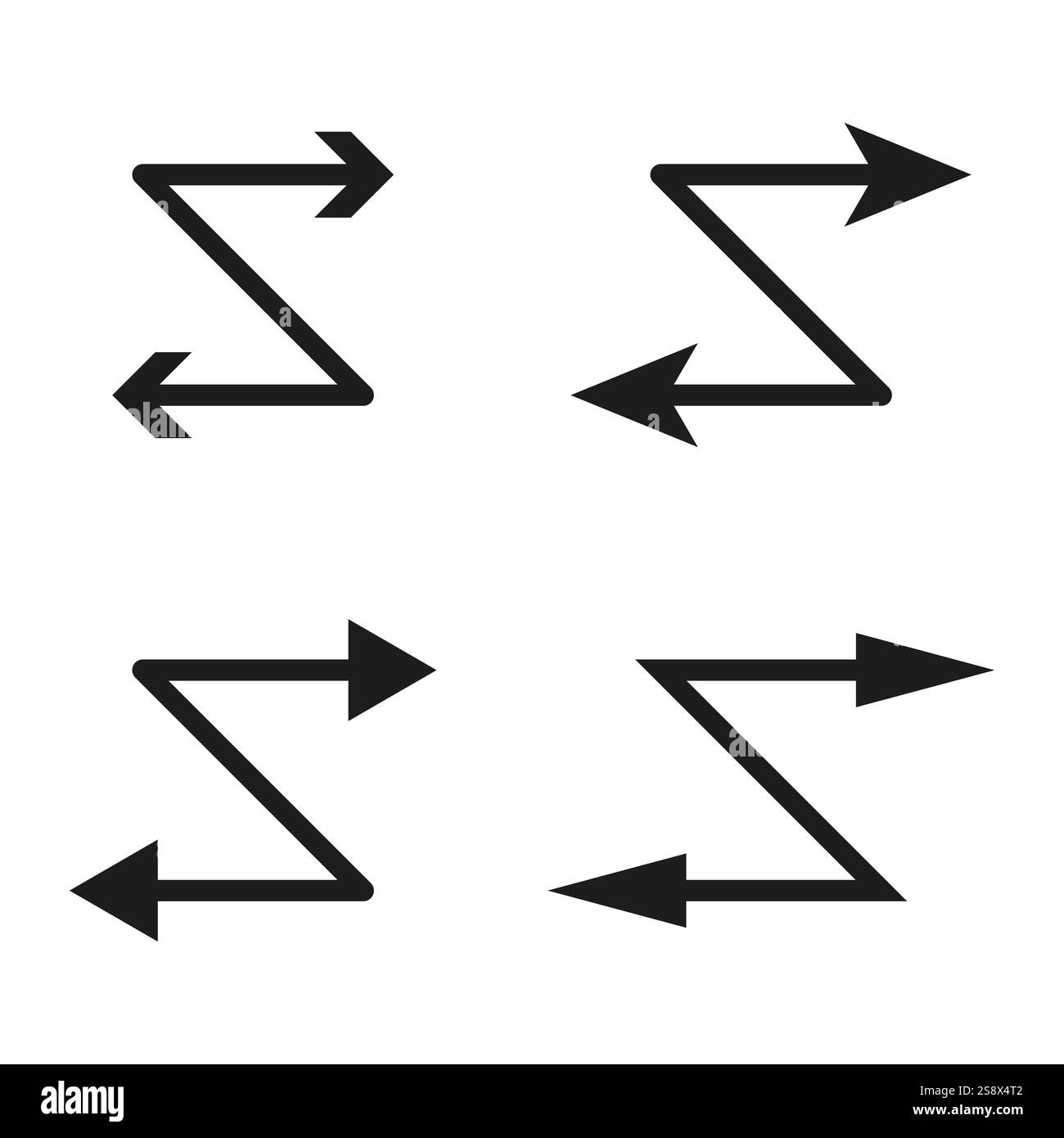 Directional arrows set. Geometric arrow symbols. Flat vector illustration. Bold black shapes ...