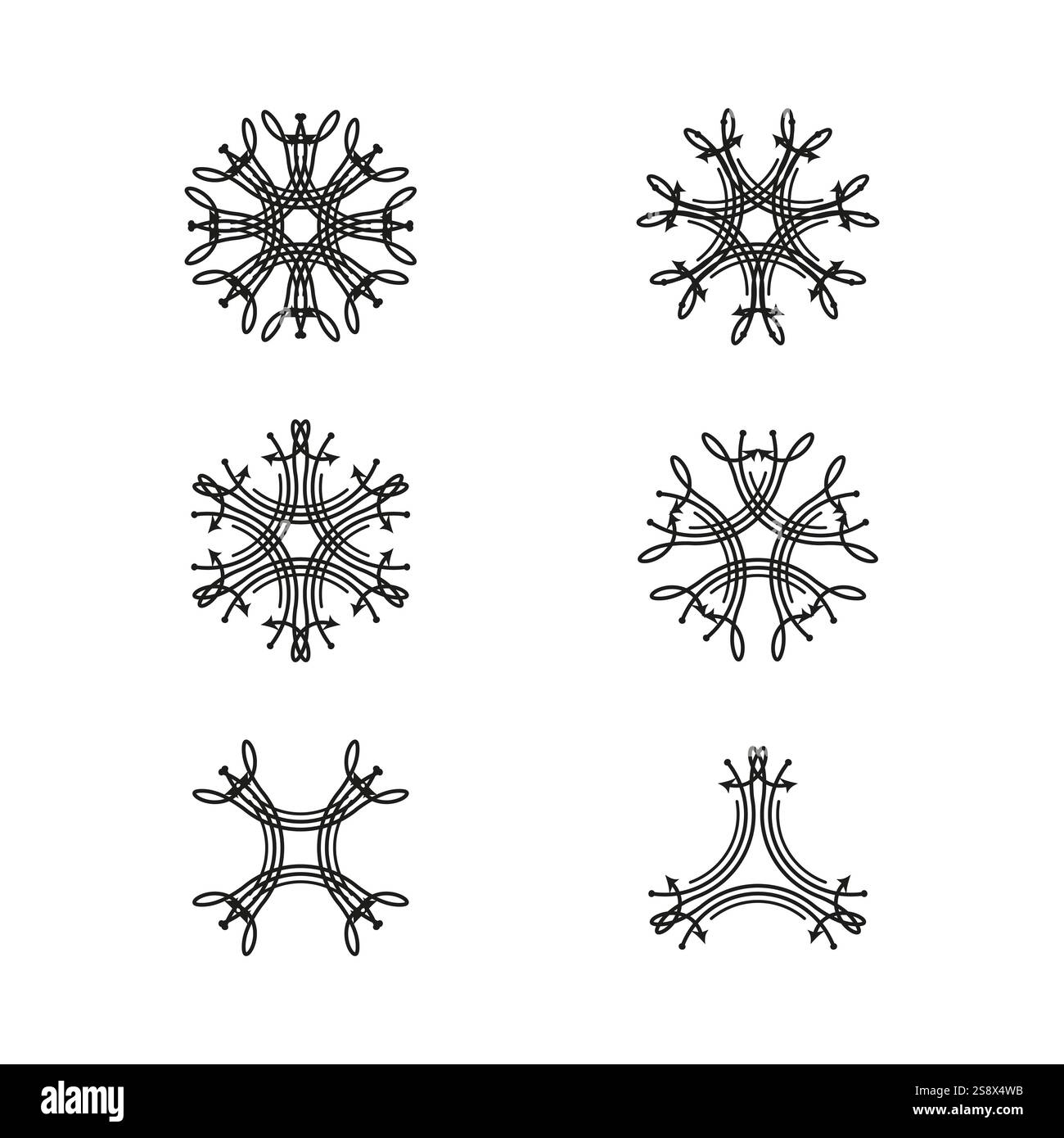 Snowflake vector icons. Black geometric shapes. Decorative winter ...