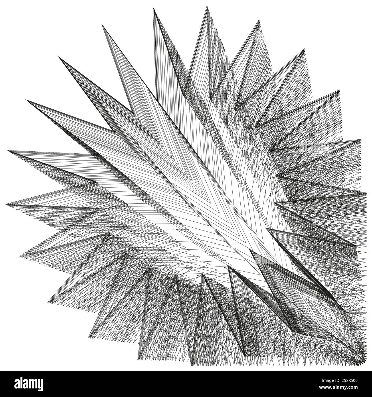 Abstract sharp lines. Geometric art form. Black linear spikes. Vector ...