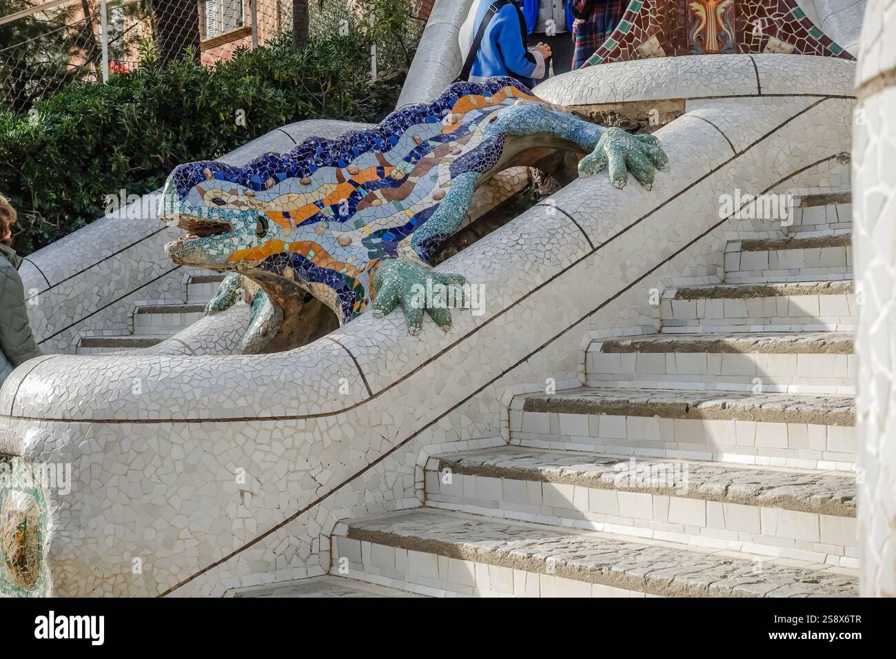 The Dragon Stairway in Park Güell, Barcelona, architected by Antoni ...