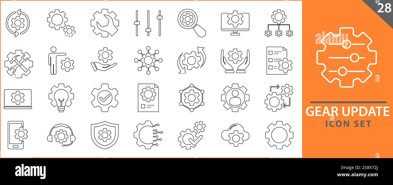 Gears icon set. Set of icons related to gears, control, tool, system ...