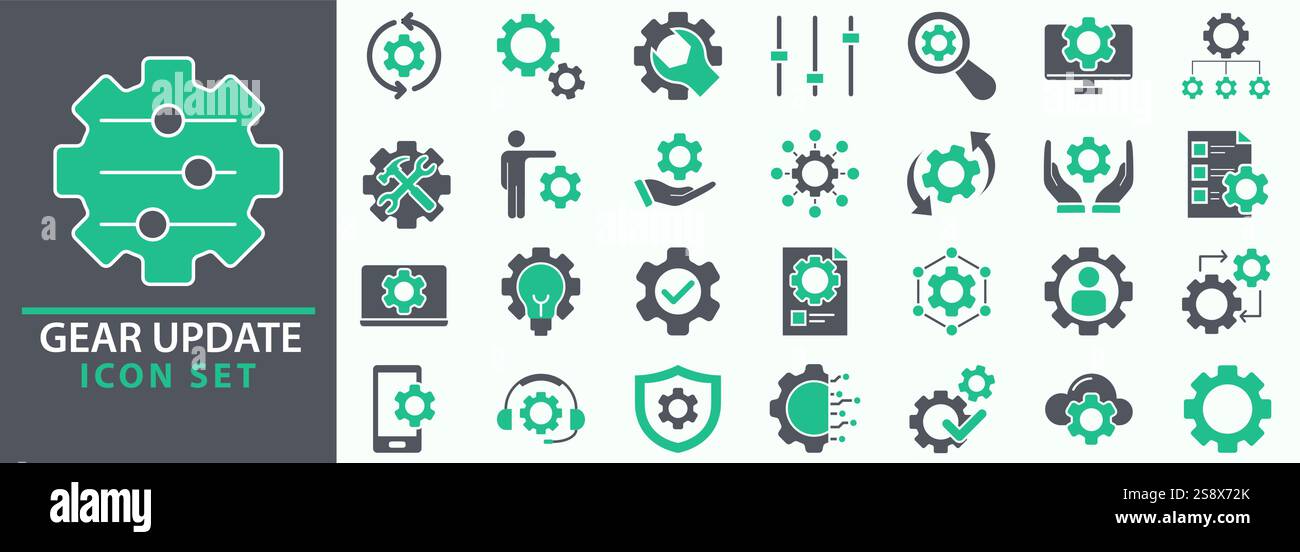 Gears icon set. Set of icons related to gears, control, tool, system ...