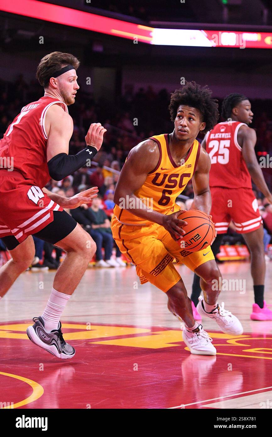LOS ANGELES, CA - JANUARY 18: USC Trojans guard Wesley Yates III (6 ...